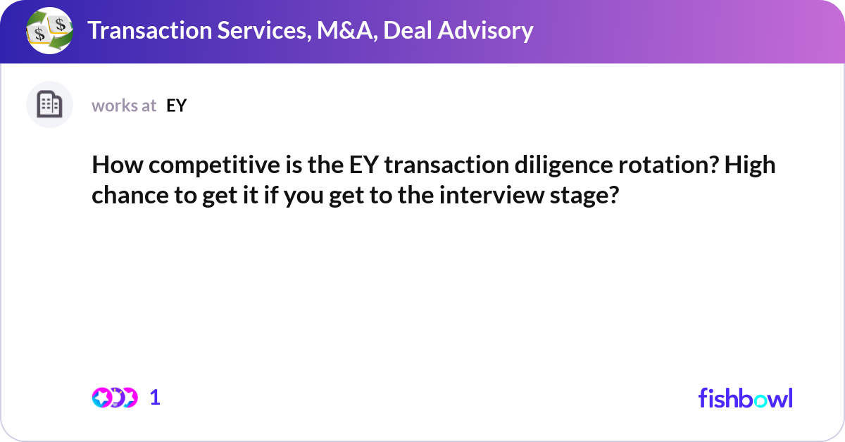 How competitive is the EY transaction diligence ro... | Fishbowl