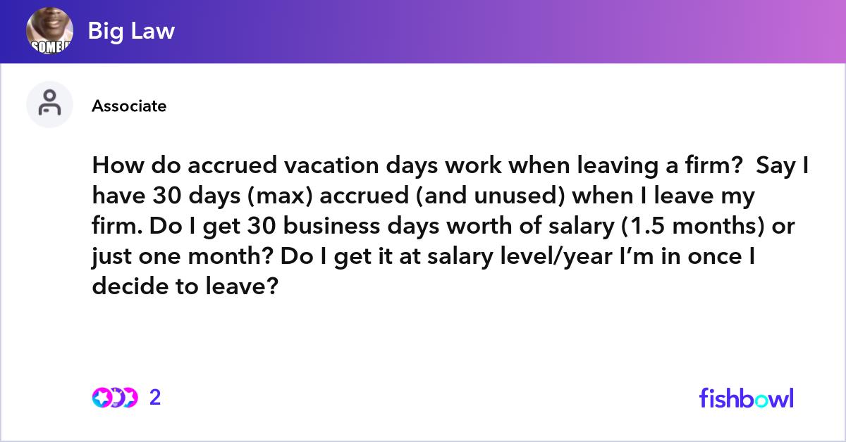 How do accrued vacation days work when leaving a f... | Fishbowl