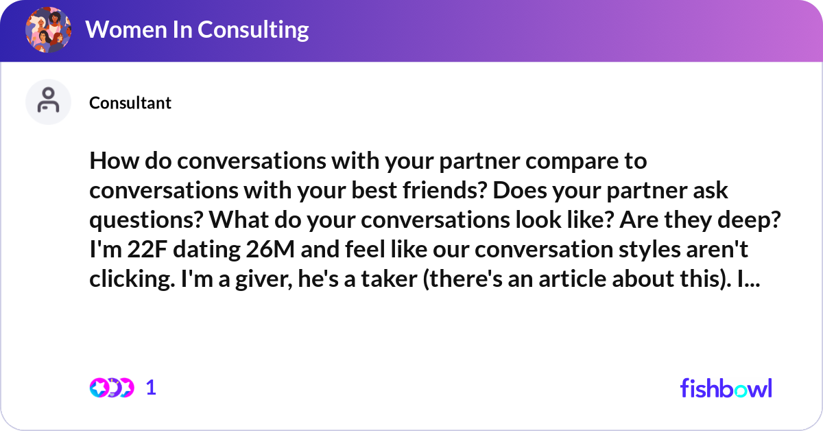 How do conversations with your partner compare to ... | Fishbowl