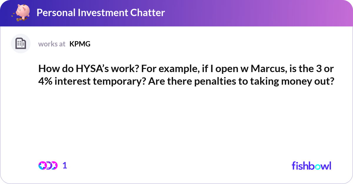 How do HYSA’s work? For example, if I open w Marcu... | Fishbowl