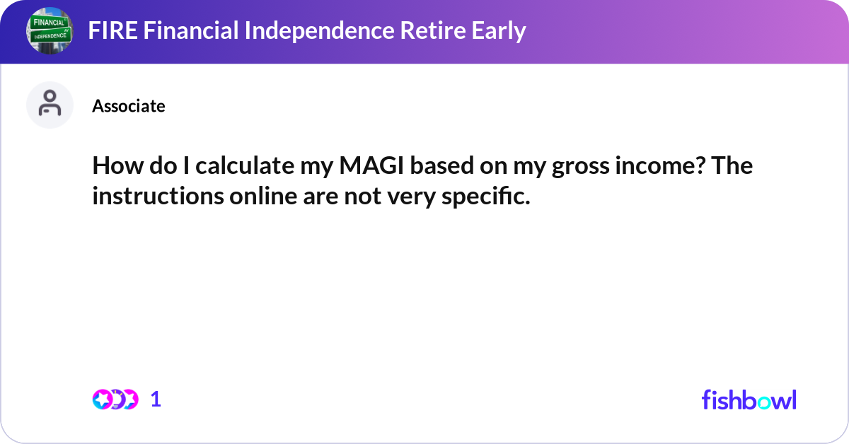How do I calculate my MAGI based on my gross incom... | Fishbowl