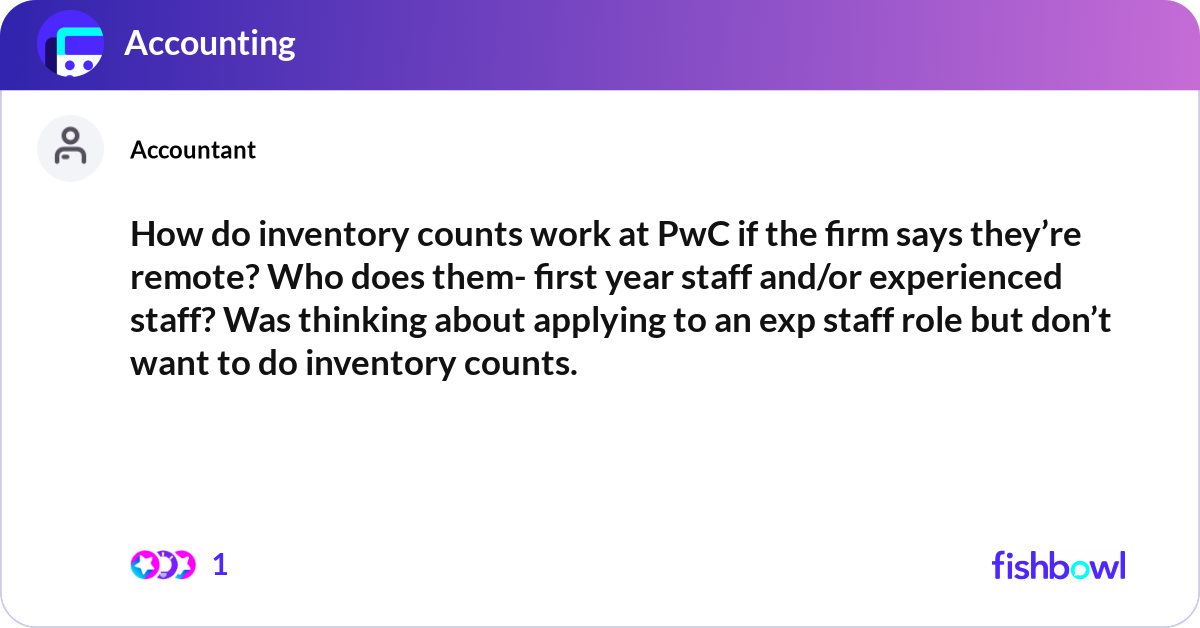 How do inventory counts work at PwC if the firm sa... | Fishbowl