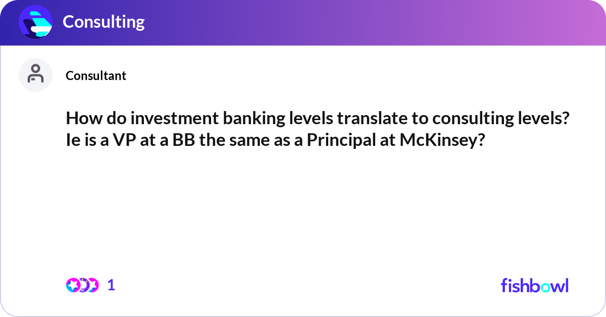 How do investment banking levels translate to cons... | Fishbowl