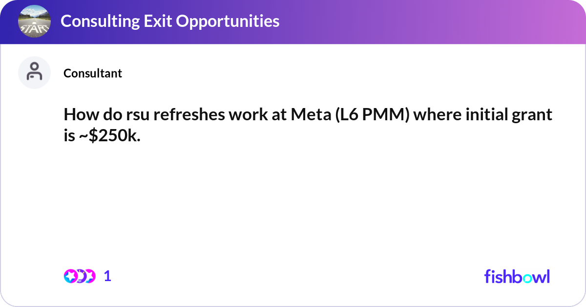 How do rsu refreshes work at Meta (L6 PMM) where i... | Fishbowl