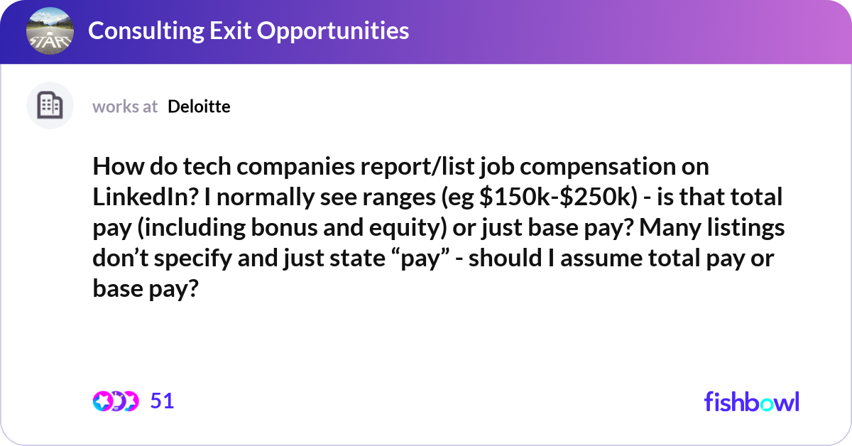 How do tech companies report/list job compensation... | Fishbowl