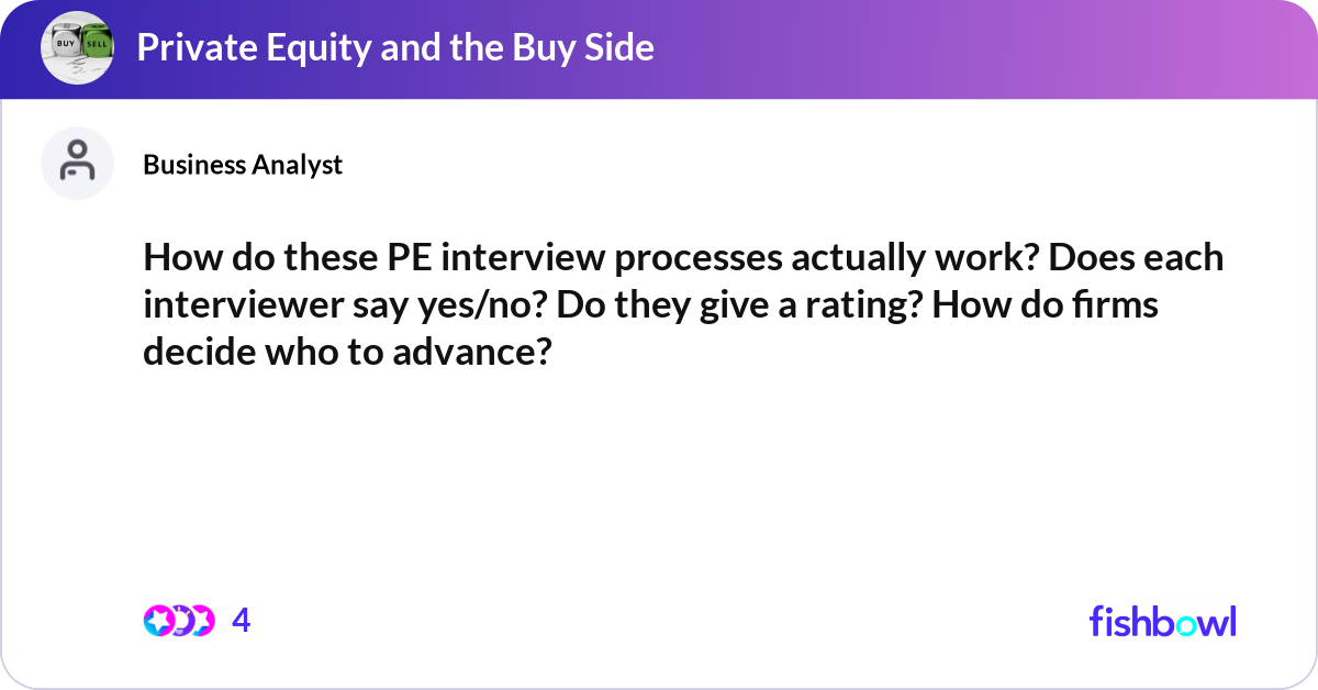 How do these PE interview processes actually work?... | Fishbowl