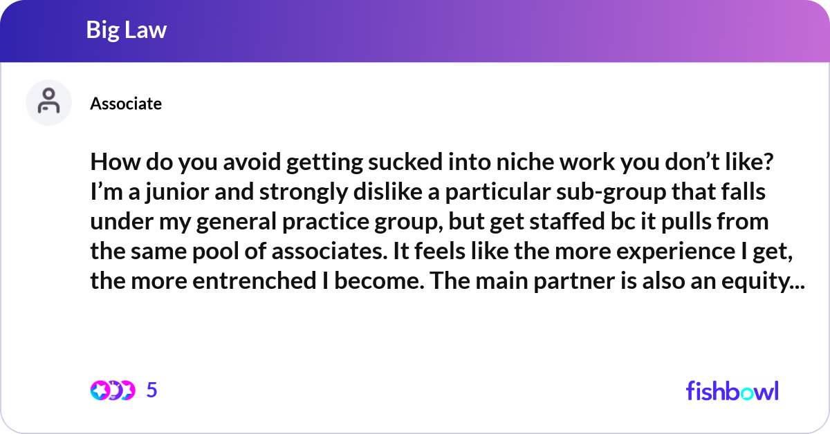 How do you avoid getting sucked into niche work yo... | Fishbowl