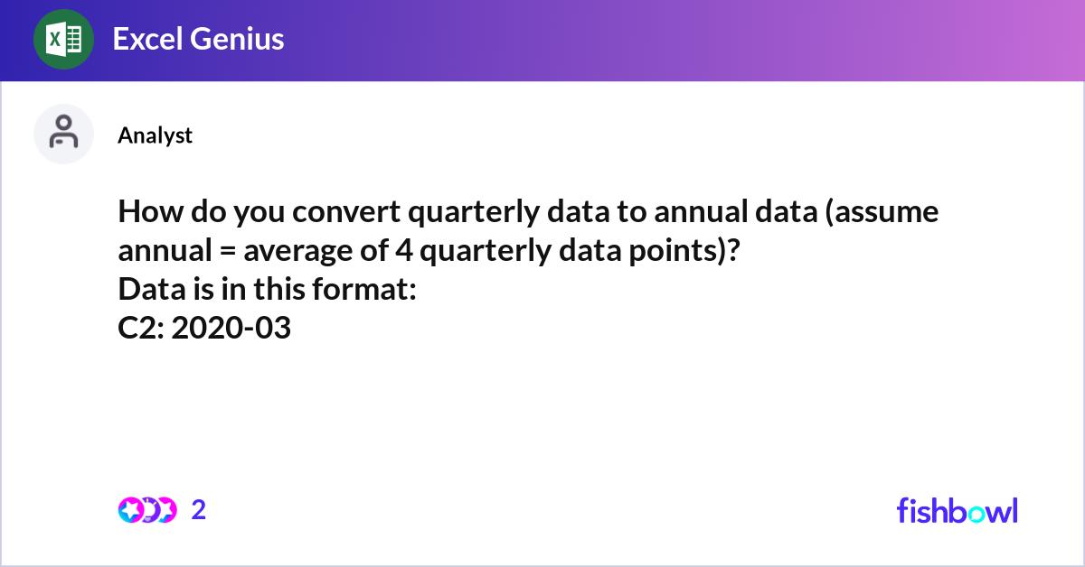 How do you convert quarterly data to annual data (... | Fishbowl