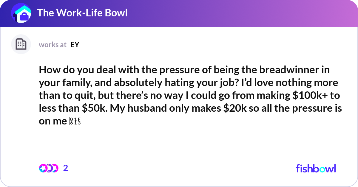 How do you deal with the pressure of being the bre... | Fishbowl