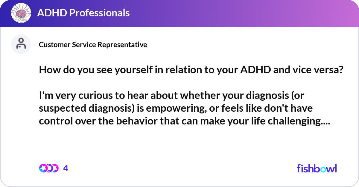 How do you see yourself in relation to your ADHD a... | Fishbowl