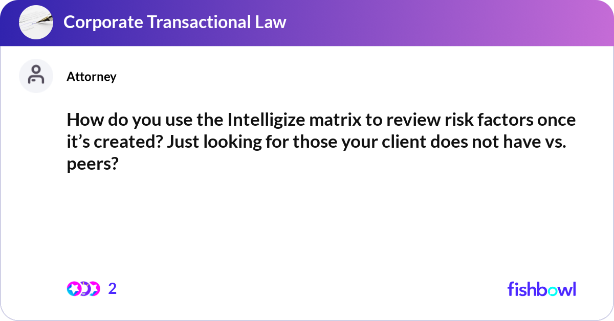 How do you use the Intelligize matrix to review ri... | Fishbowl