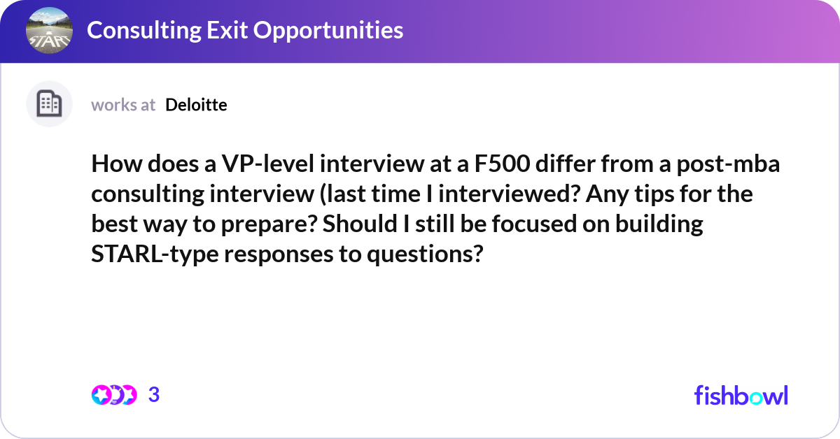 How does a VP-level interview at a F500 differ fro... | Fishbowl