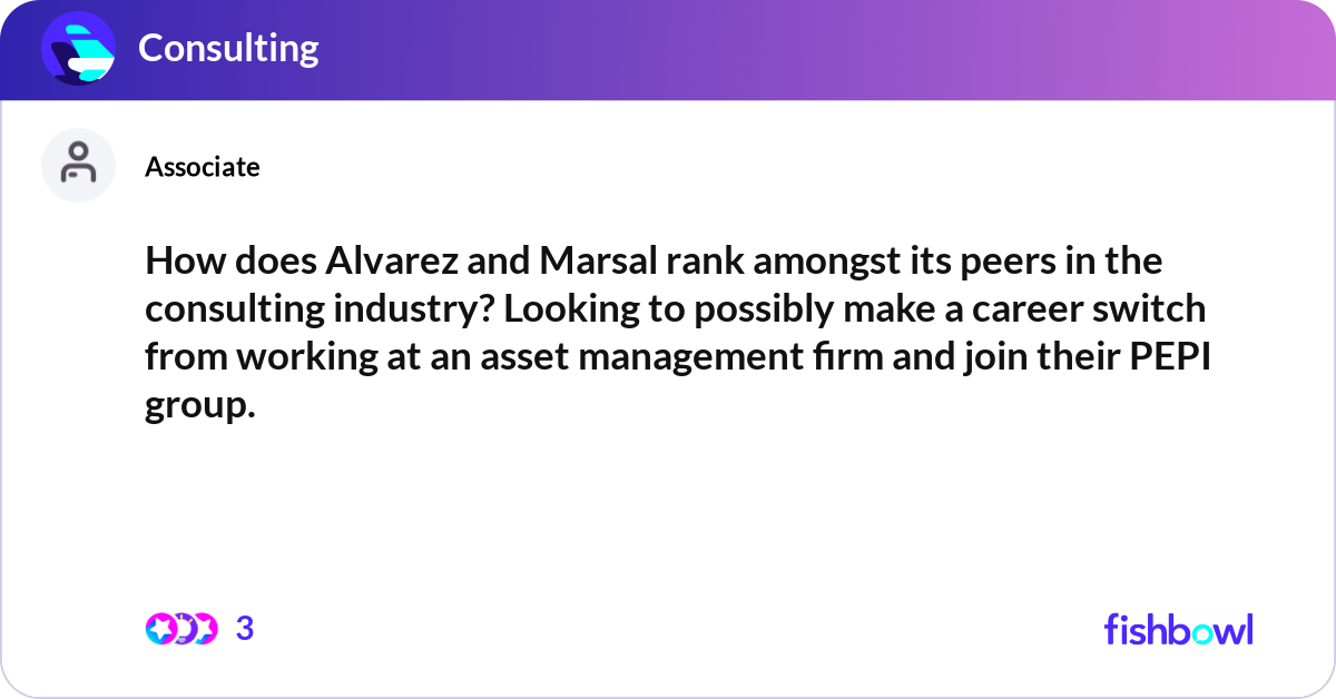 How does Alvarez and Marsal rank amongst its peers... | Fishbowl