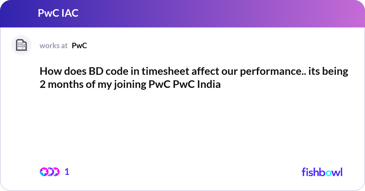 How does BD code in timesheet affect our performan... | Fishbowl