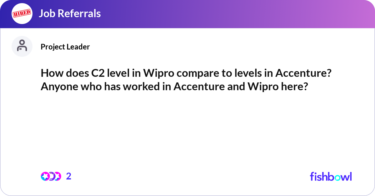 How does C2 level in Wipro compare to levels in Ac... | Fishbowl