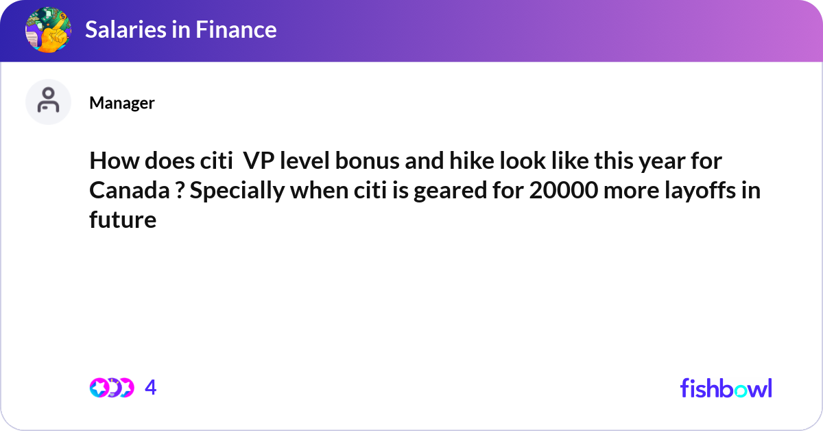 How does citi VP level bonus and hike look like t... | Fishbowl