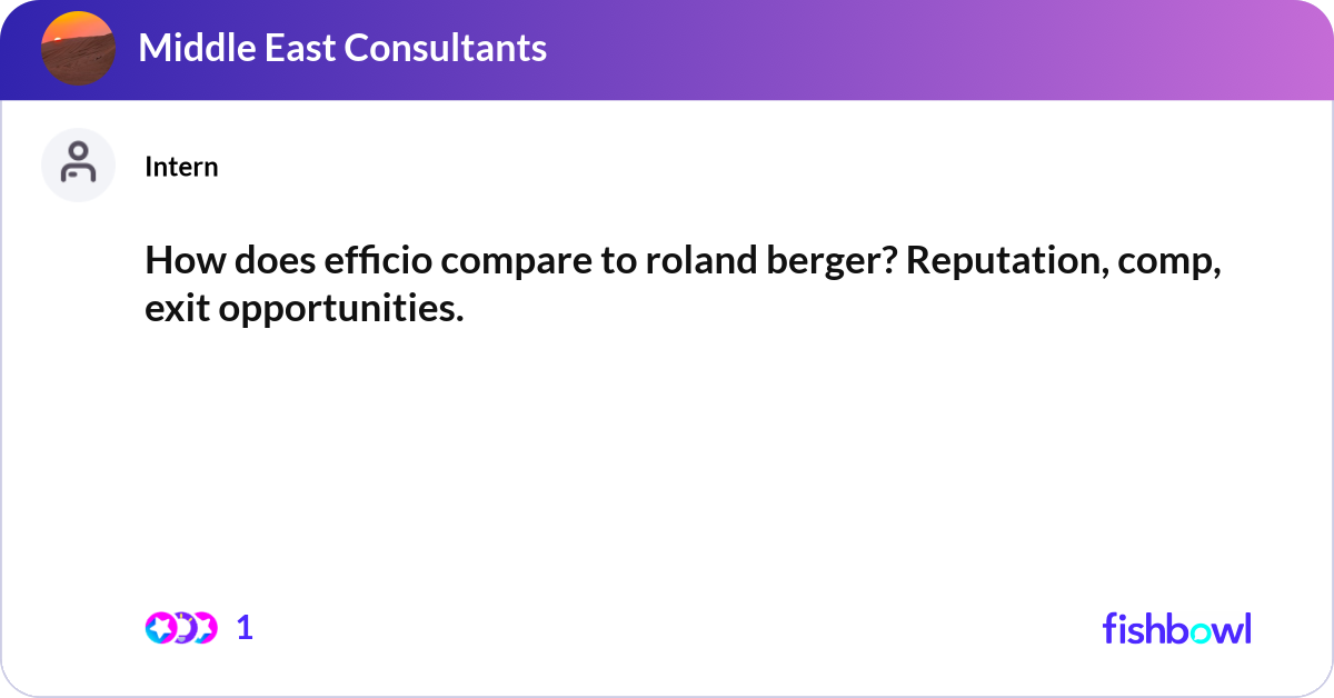 How does efficio compare to roland berger? Reputat... | Fishbowl
