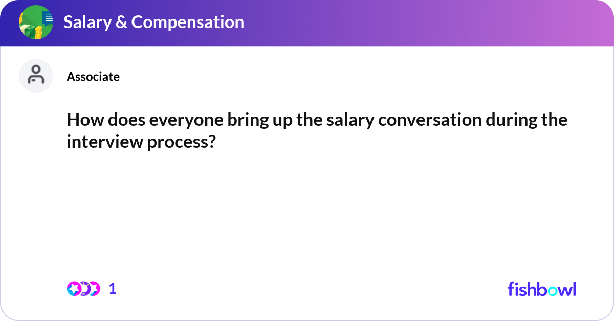 How does everyone bring up the salary conversation... | Fishbowl