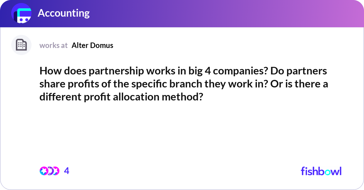 How does partnership works in big 4 companies? Do ... | Fishbowl