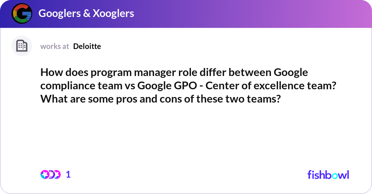 How does program manager role differ between Googl... | Fishbowl