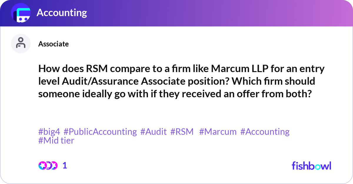 How does RSM compare to a firm like Marcum LLP for... | Fishbowl