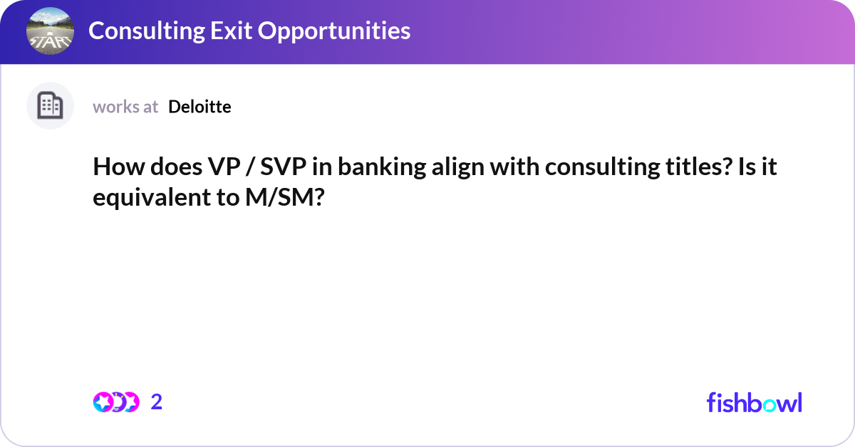 How does VP / SVP in banking align with consulting... | Fishbowl