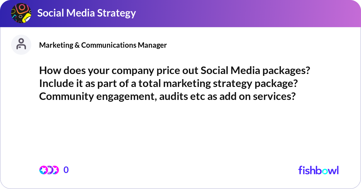How does your company price out Social Media packa... | Fishbowl