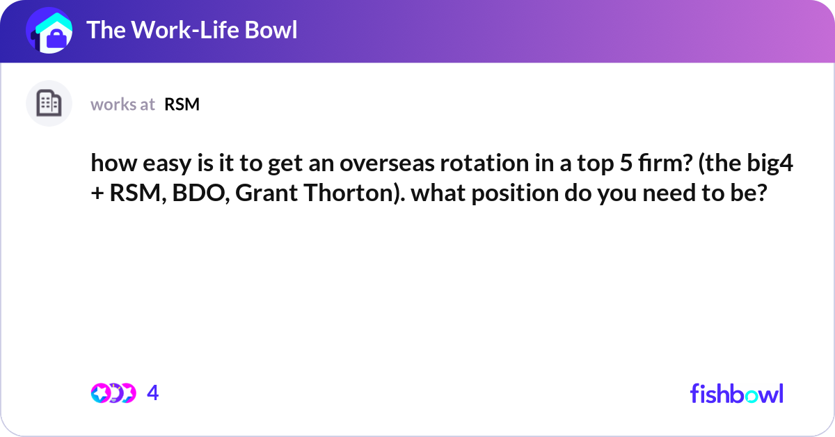 how easy is it to get an overseas rotation in a to... | Fishbowl