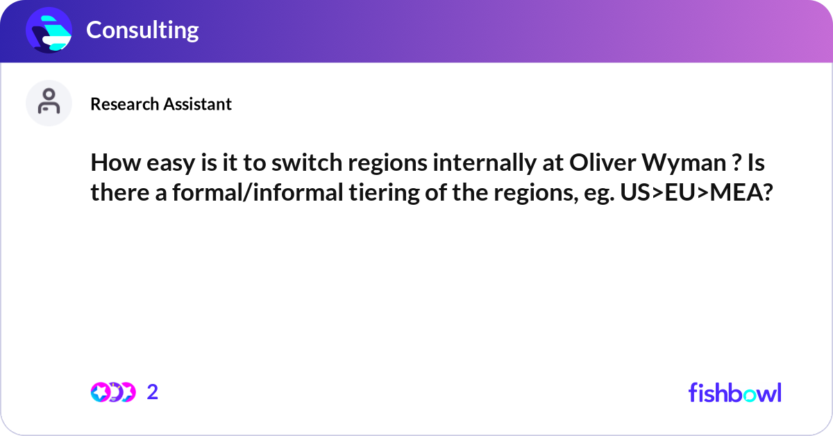 How easy is it to switch regions internally at Oli... | Fishbowl