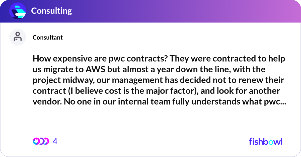 How expensive are pwc contracts? They were contrac... | Fishbowl