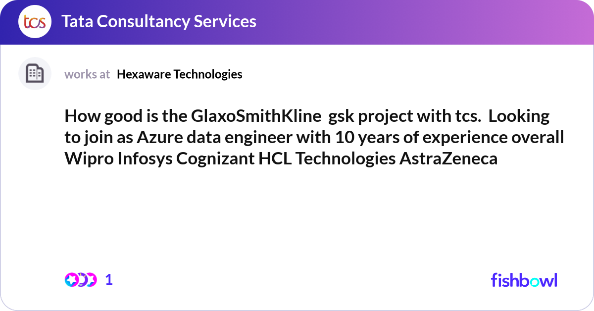How good is the GlaxoSmithKline gsk project with ... | Fishbowl