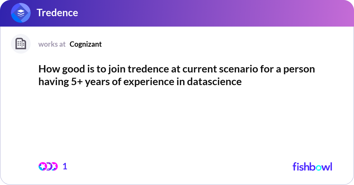 How good is to join tredence at current scenario f... | Fishbowl