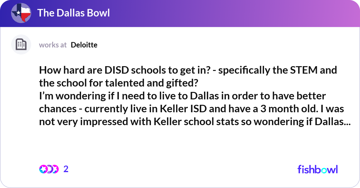 How hard are DISD schools to get in? - specificall... | Fishbowl