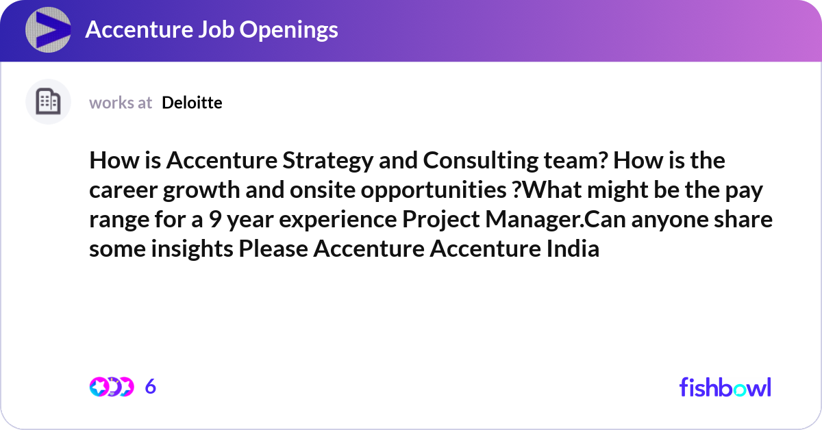 How is Accenture Strategy and Consulting team? How... | Fishbowl