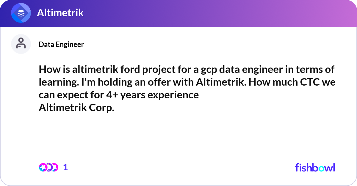 How is altimetrik ford project for a gcp data engi... | Fishbowl