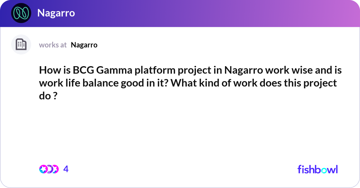 How is BCG Gamma platform project in Nagarro work ... | Fishbowl
