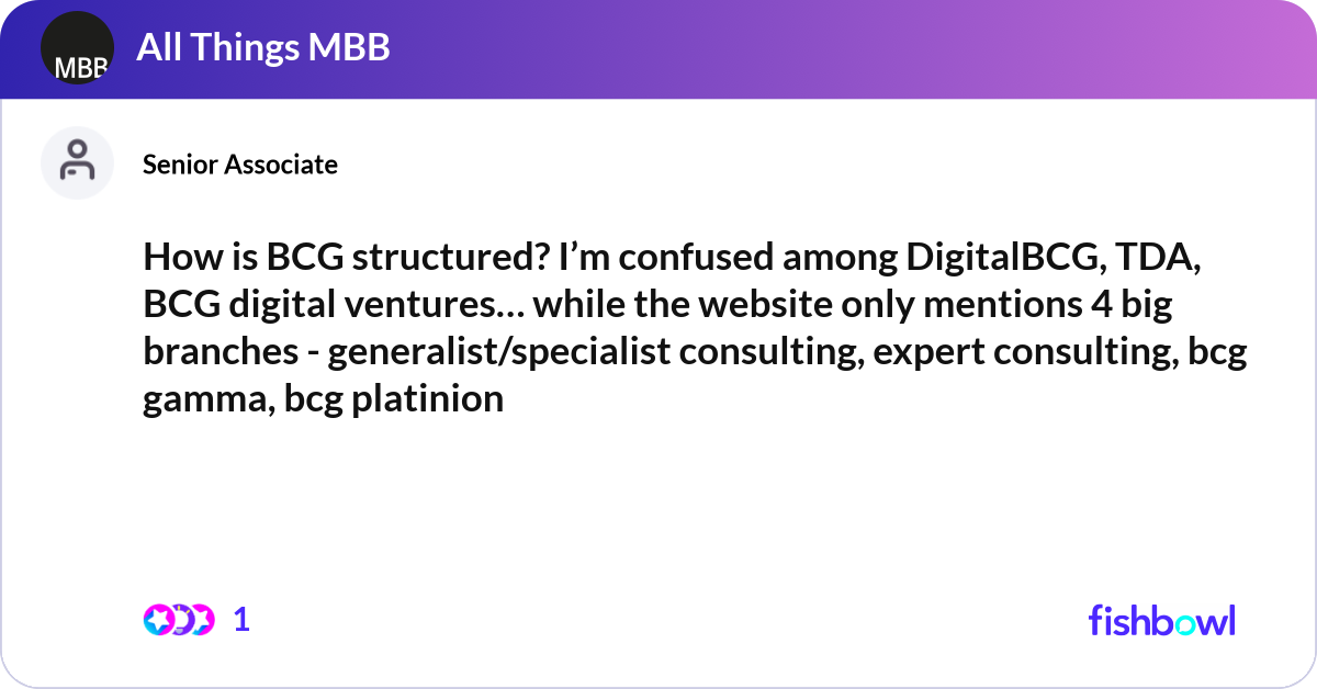 How is BCG structured? I’m confused among DigitalB... | Fishbowl