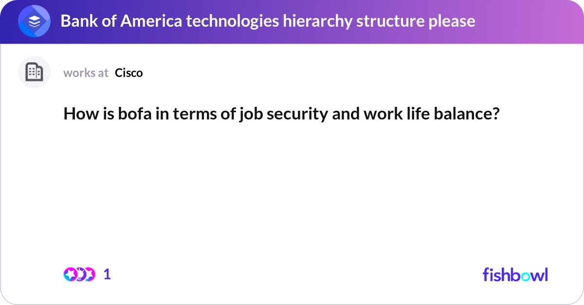 How is bofa in terms of job security and work life... | Fishbowl