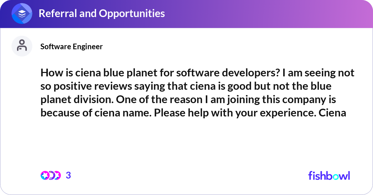 How is ciena blue planet for software developers? ... | Fishbowl