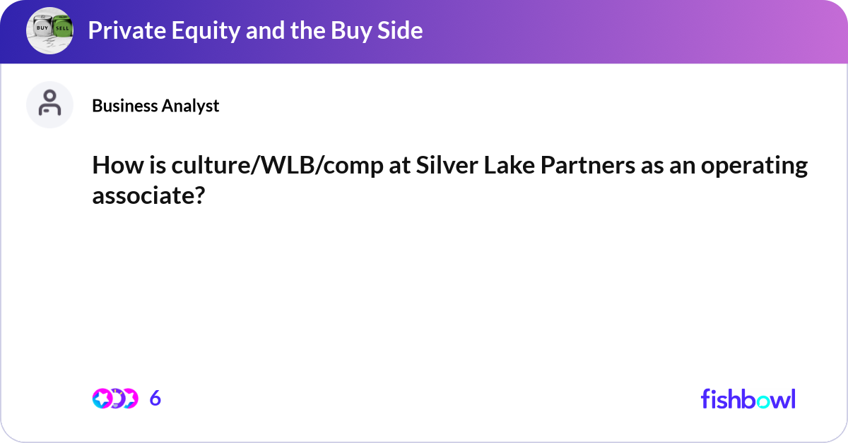 How is culture/WLB/comp at Silver Lake Partners as... | Fishbowl