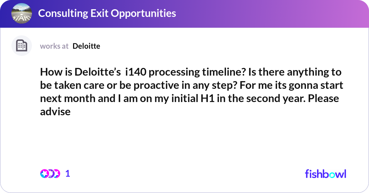 How is Deloitte’s i140 processing timeline? Is th... | Fishbowl