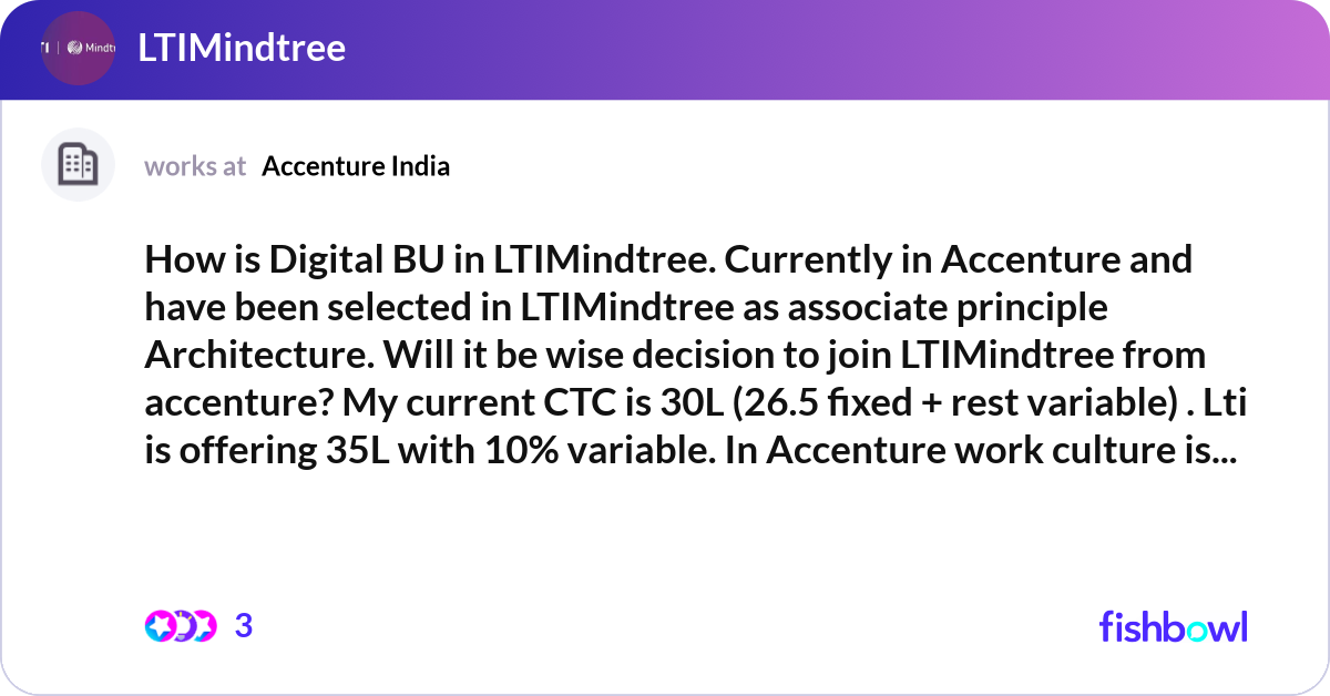 How is Digital BU in LTIMindtree. Currently in Acc... | Fishbowl