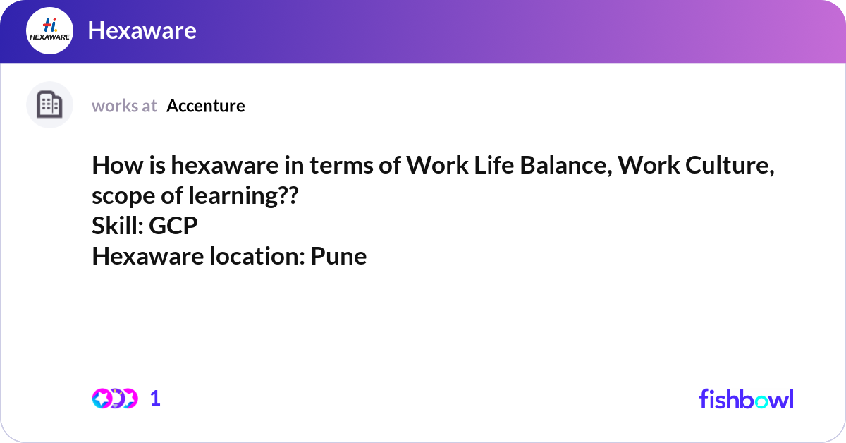 How is hexaware in terms of Work Life Balance, Wor... | Fishbowl