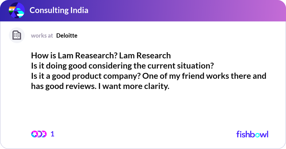 How is Lam Reasearch? Lam Research Is it doing go... | Fishbowl