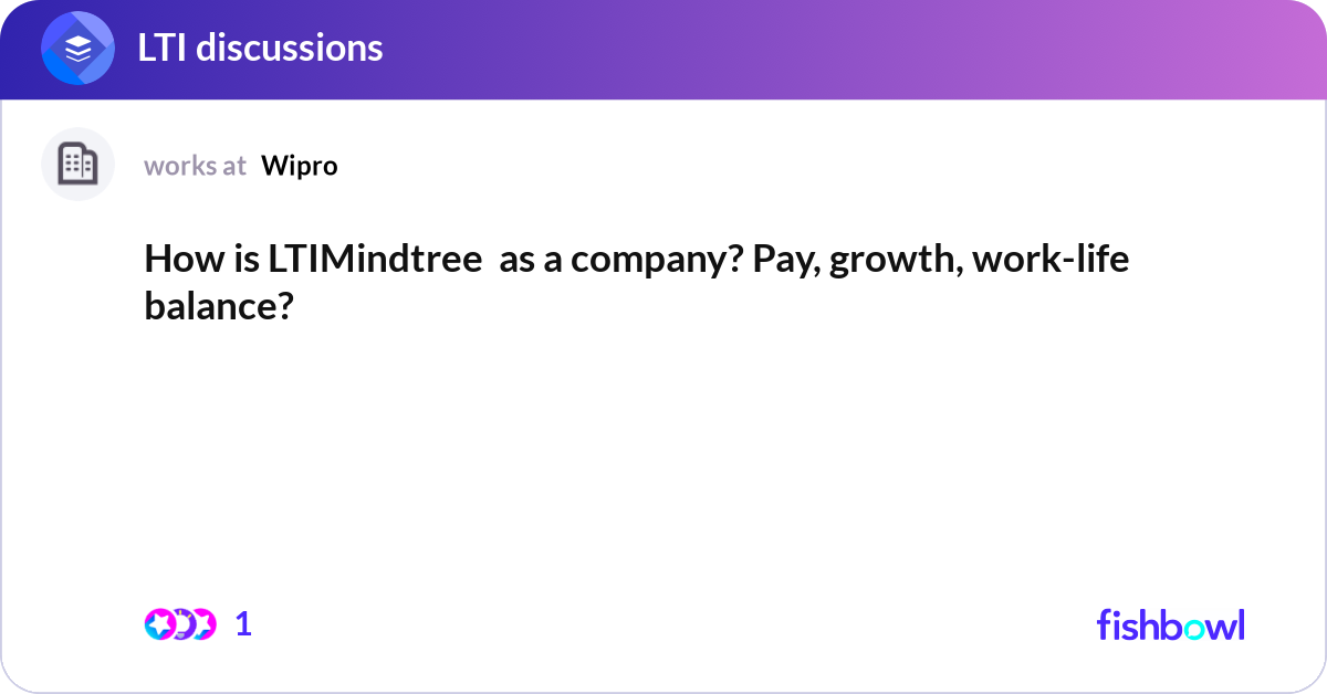 How is LTIMindtree as a company? Pay, growth, wor... | Fishbowl