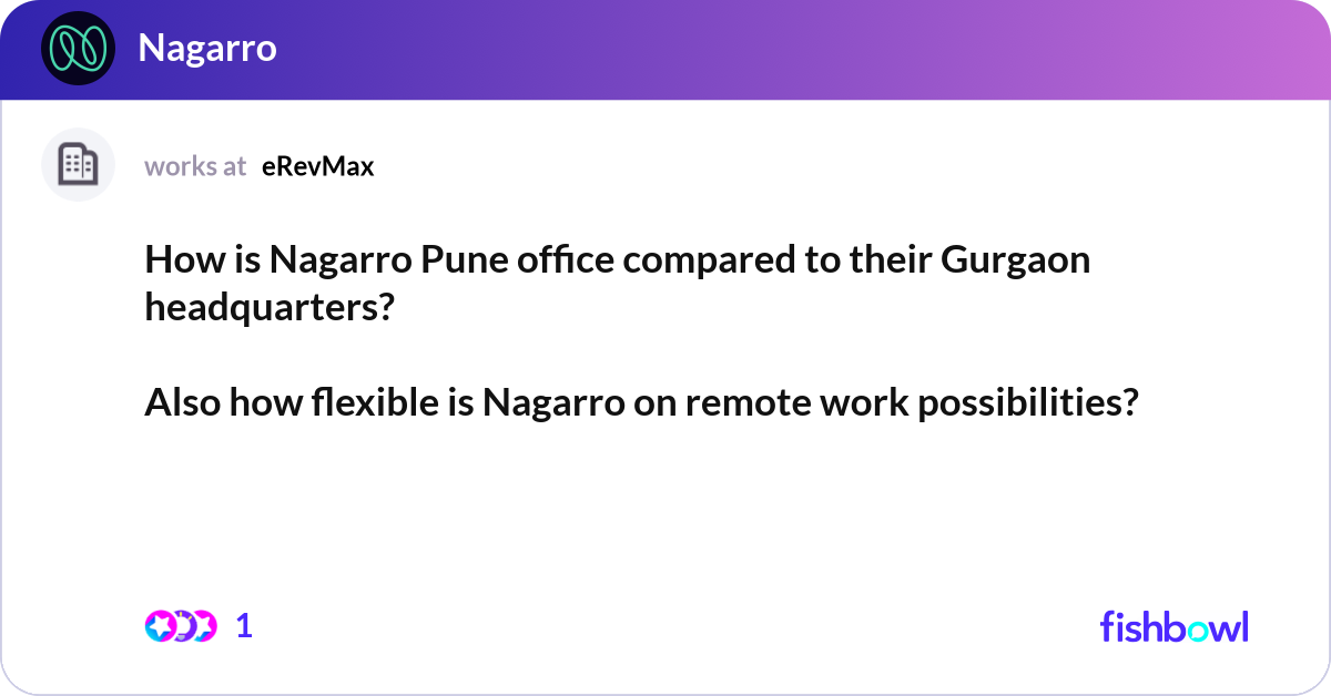 How is Nagarro Pune office compared to their Gurga... | Fishbowl