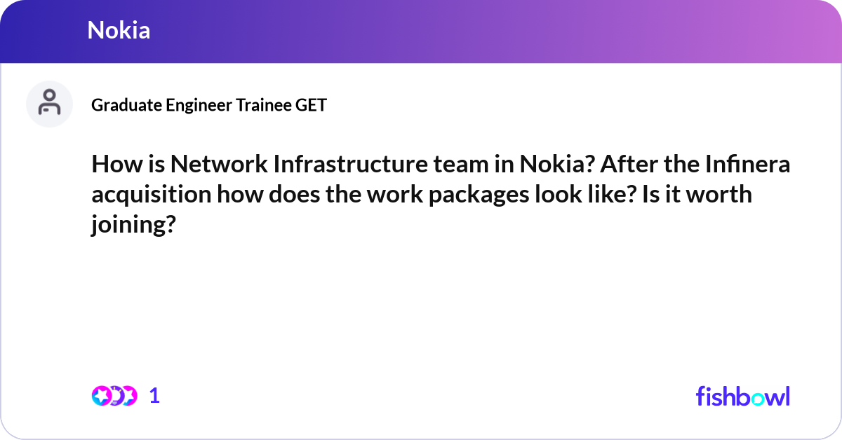 How is Network Infrastructure team in Nokia? After... | Fishbowl