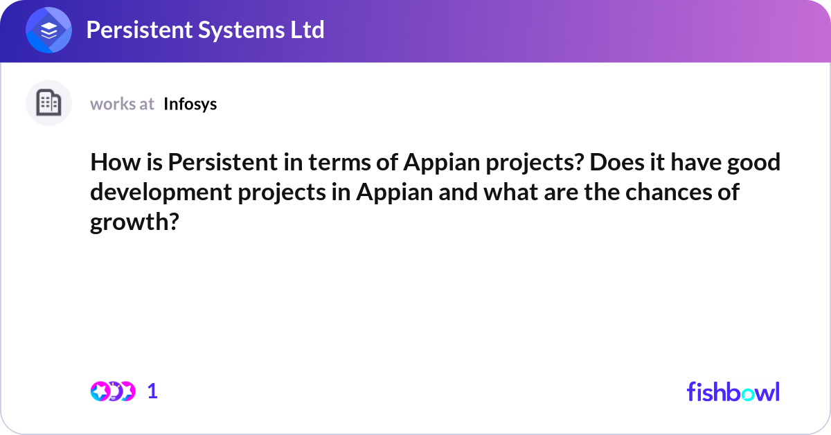 How is Persistent in terms of Appian projects? Doe... | Fishbowl