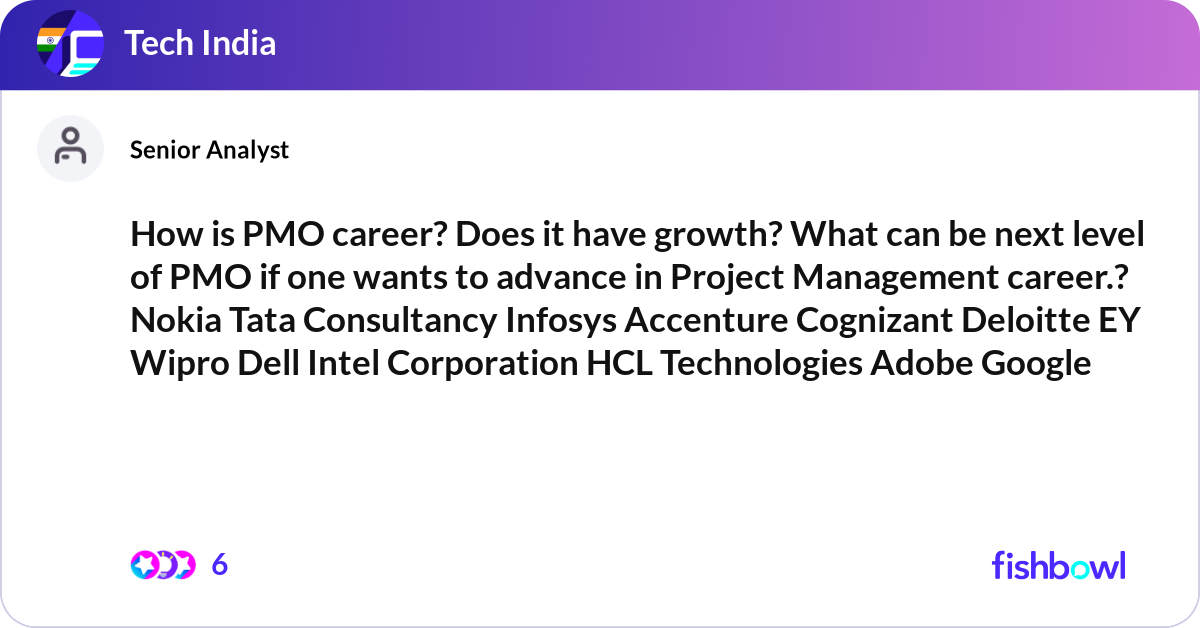 How is PMO career? Does it have growth? What can b... | Fishbowl