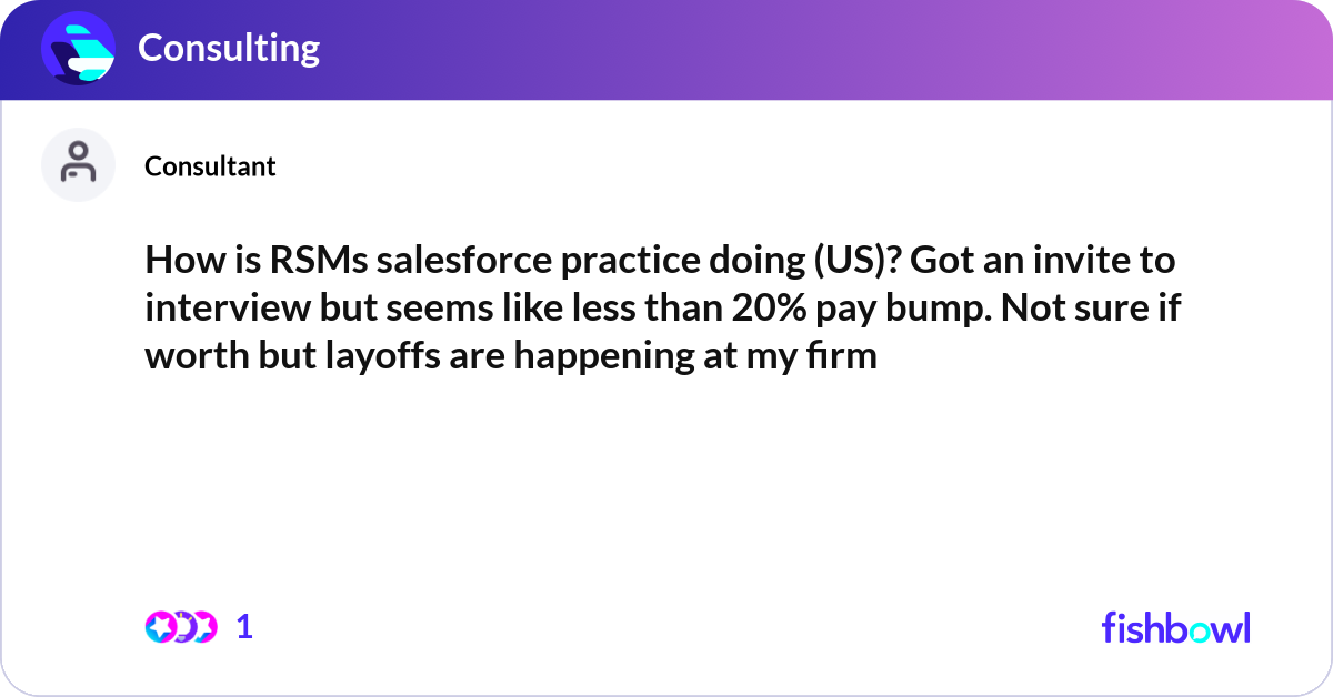 How is RSMs salesforce practice doing (US)? Got an... | Fishbowl